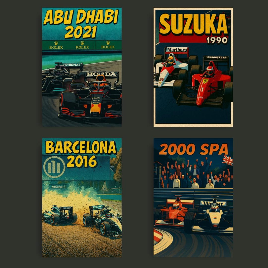 F1 Rivals Comic Poster Set: Verstappen, Hamilton, Senna (digital ...