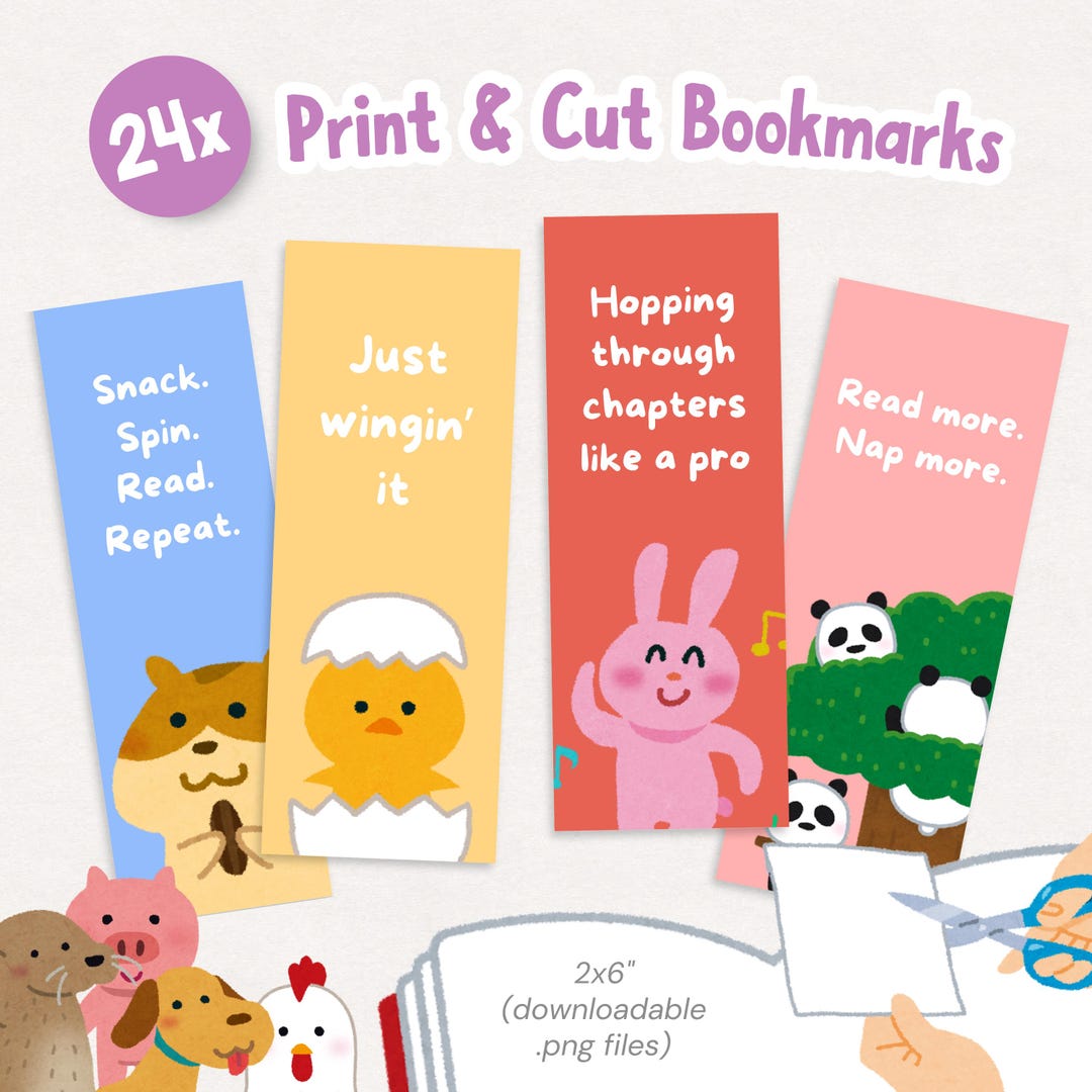 Cute Printable Animal Bookmarks for Kids Gift for Book Lovers Party ...