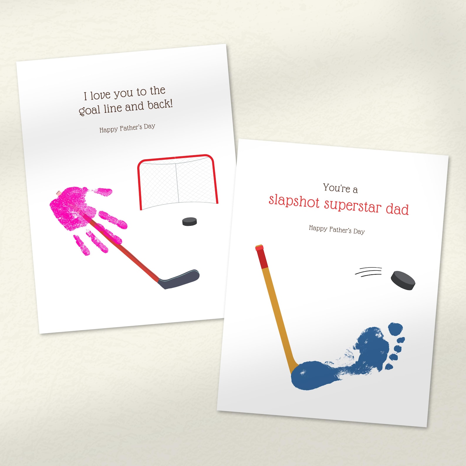 Hockey Fathers Day Handprint Gift I Love You to the Goal Line and Back ...