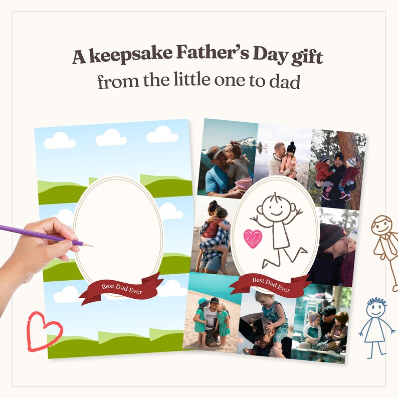 Editable Fathers Day Collage Photo Card From Kids for Dad Template A5 ...