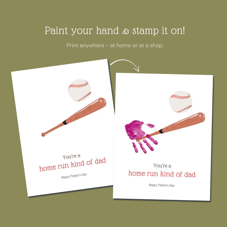 Baseball Fathers Day Handprint Gift You’re A Home Run Kind of Dad You ...