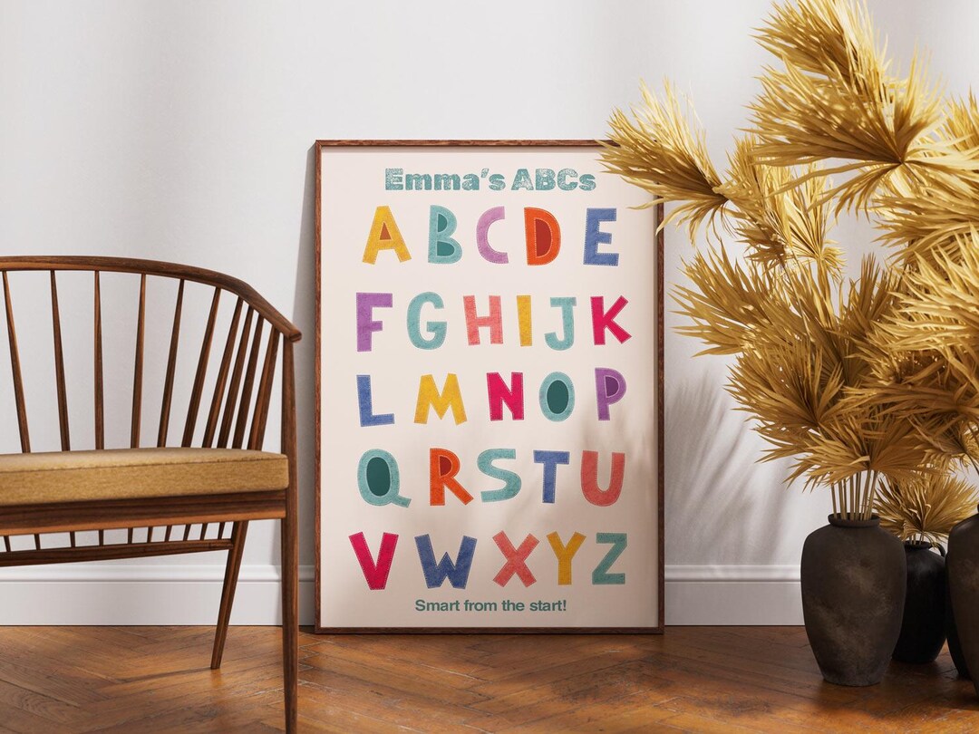 Personalized ABC Poster for Kids – A to Z Wall Art – English Alphabet ...