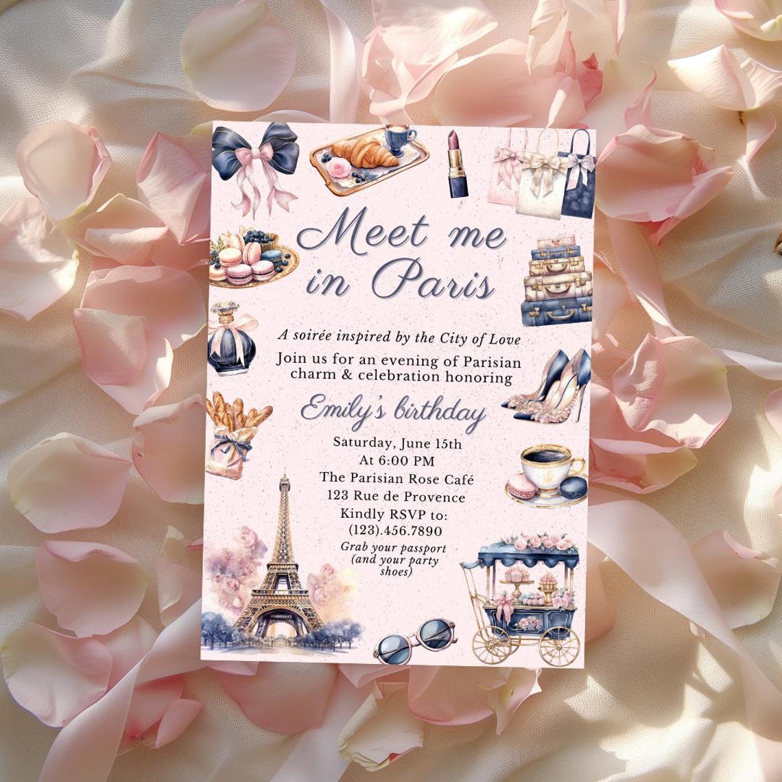 Meet Me in Paris Invitation Template, Editable Canva Paris Birthday ...