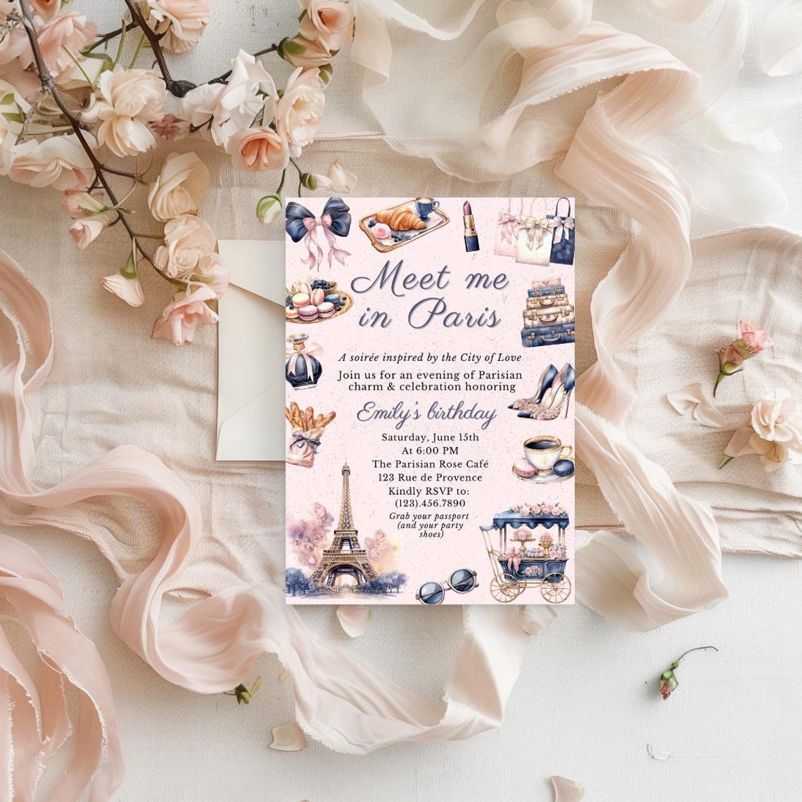 Meet Me in Paris Invitation Template, Editable Canva Paris Birthday ...