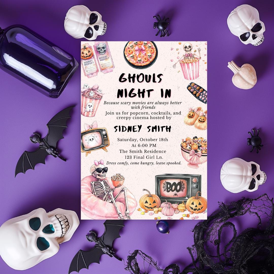 Halloween Movie Night Invitation, Ghouls Night in Girls Night Invite ...
