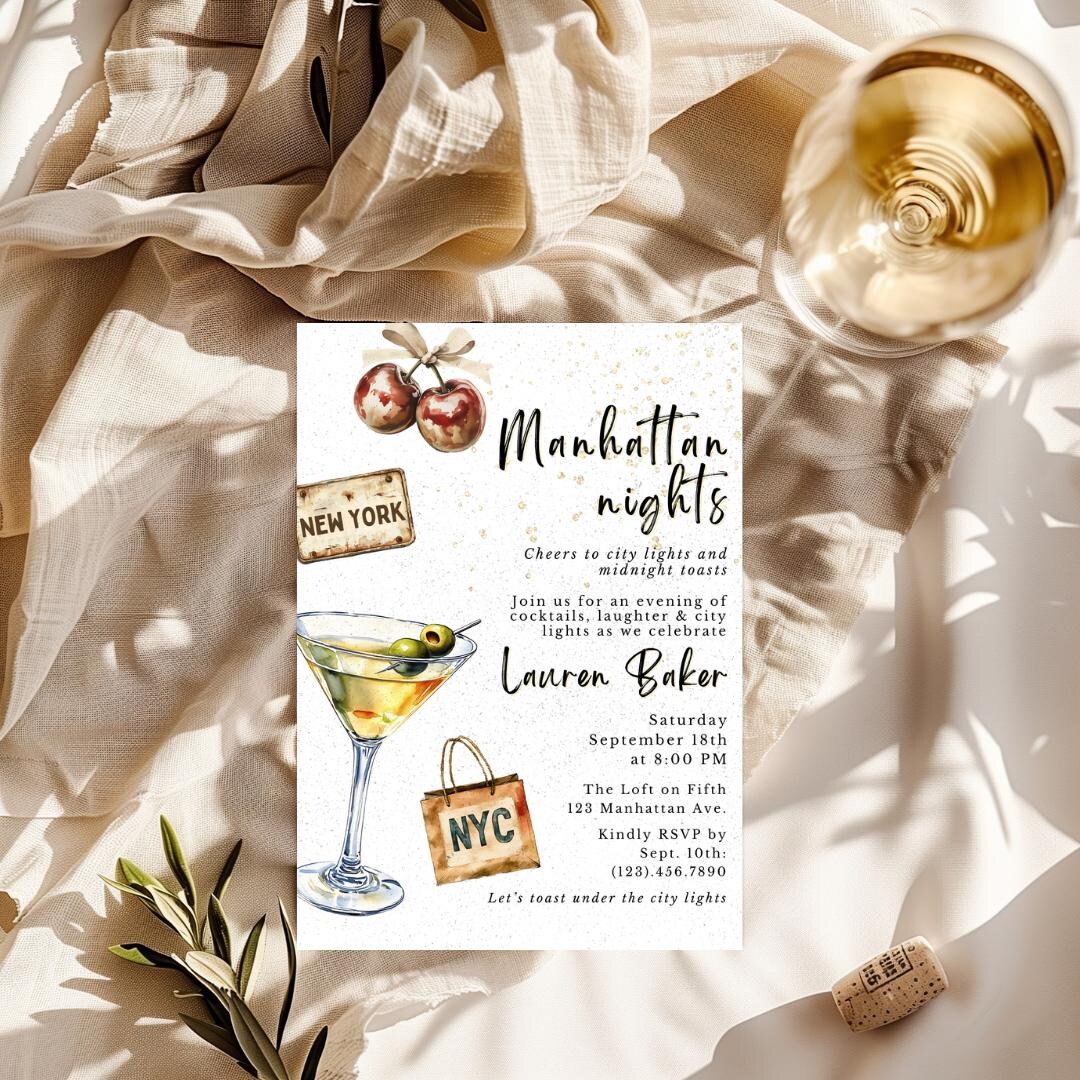 Manhattan Nights Invitation Template, Editable Birthday Invite, New ...