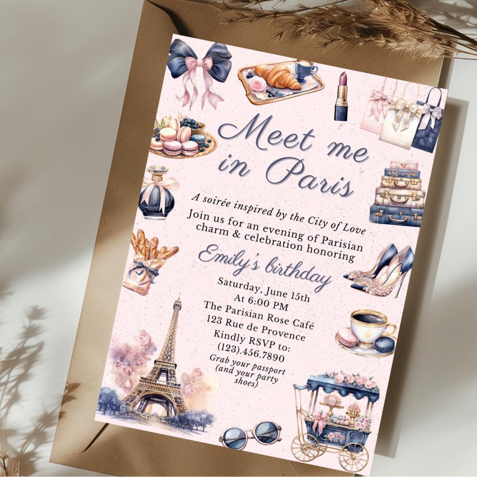 Meet Me in Paris Invitation Template, Editable Canva Paris Birthday ...