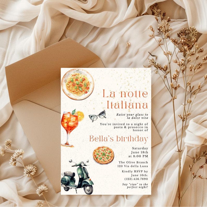 La Notte Italiana Invitation Template, Editable Canva Italy Party ...