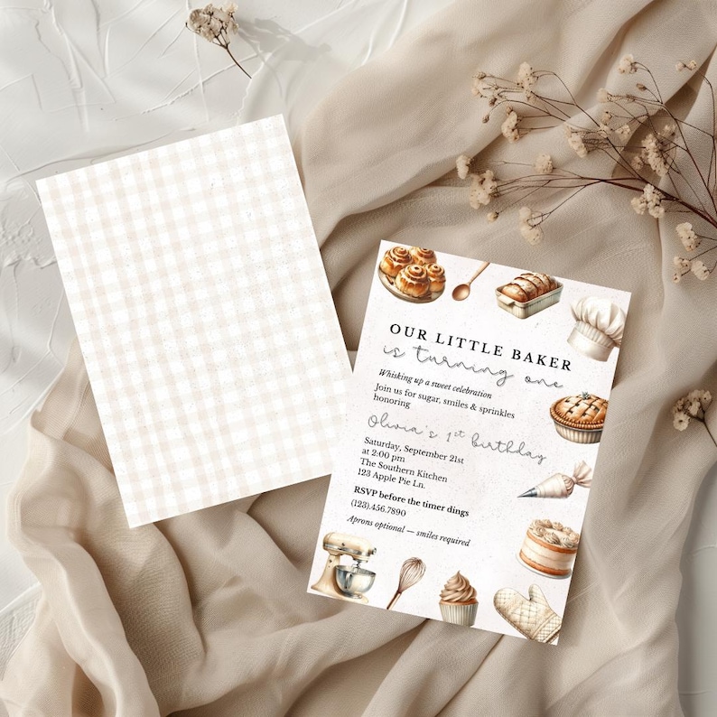 Baking First Birthday Invitation, Little Baker 1st Birthday Invite ...