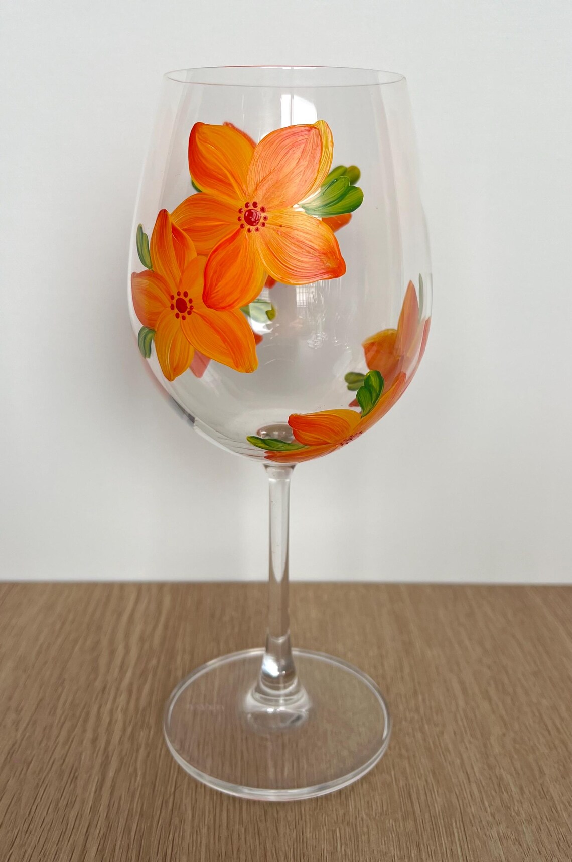 Hand-painted Tropical Flower Wine Glass – Custom Floral Glassware ...