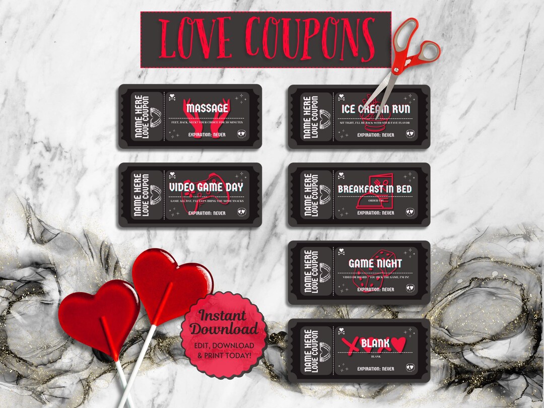 Custom Coupon Book Template for Valentines Day, Anniversary, Birthday ...