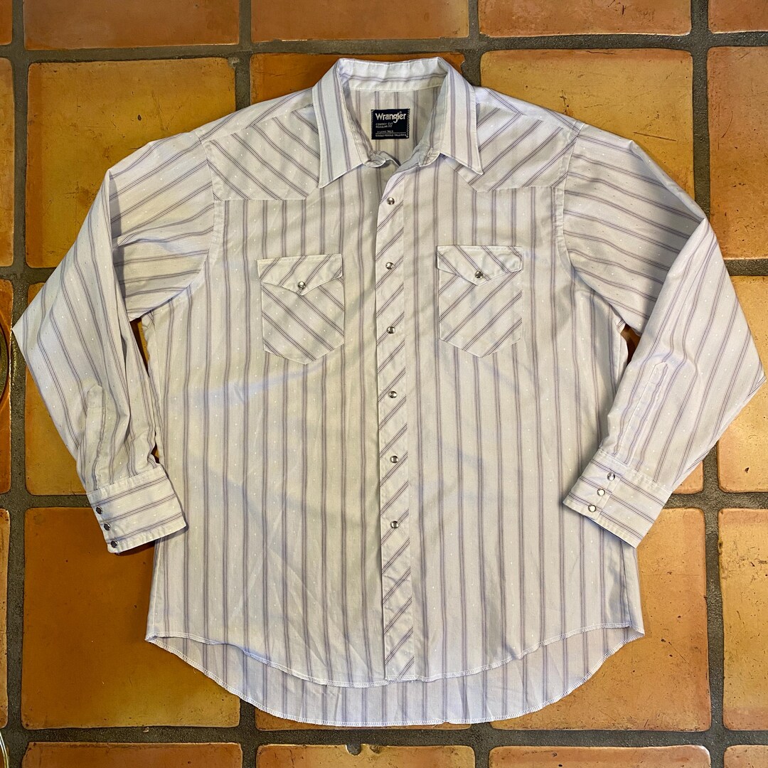 Camisa vaquera Wrangler vintage de los años 90: raya diplomática gris ...