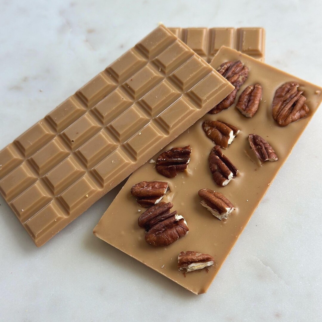 Gold Chocolate Bar With Pecans or Nuts, Handmade Chocolate, Gold ...