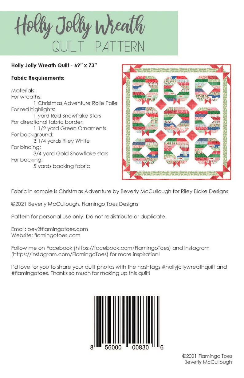 Holly Jolly Wreath PDF Quilt Pattern - Etsy