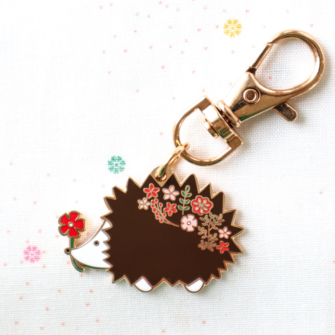 Floral Hedgehog Enamel Charm - Etsy