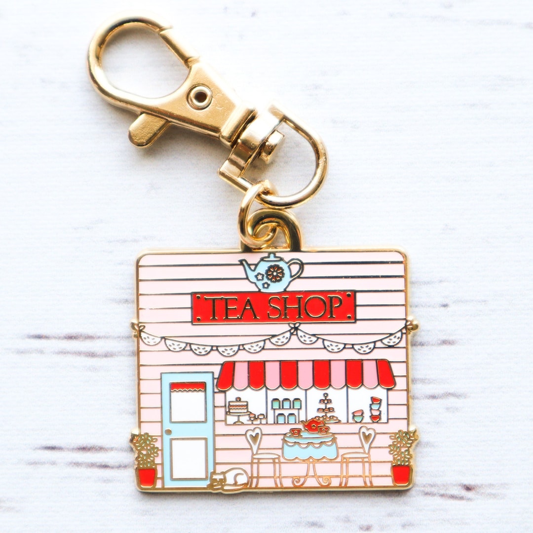Tea Shop Main Street Enamel Charm - Etsy