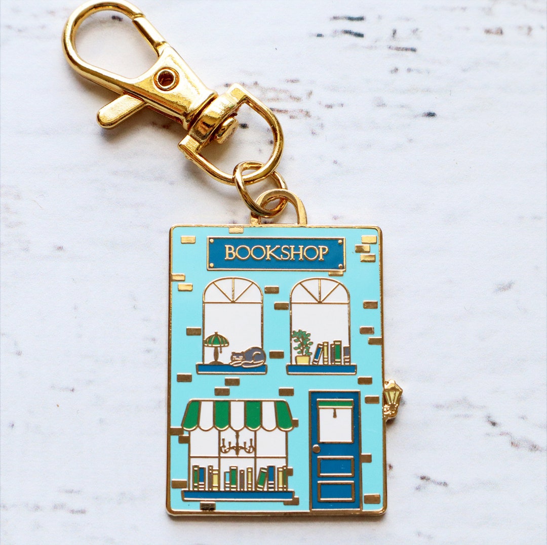 Bookshop Enamel Charm - Etsy