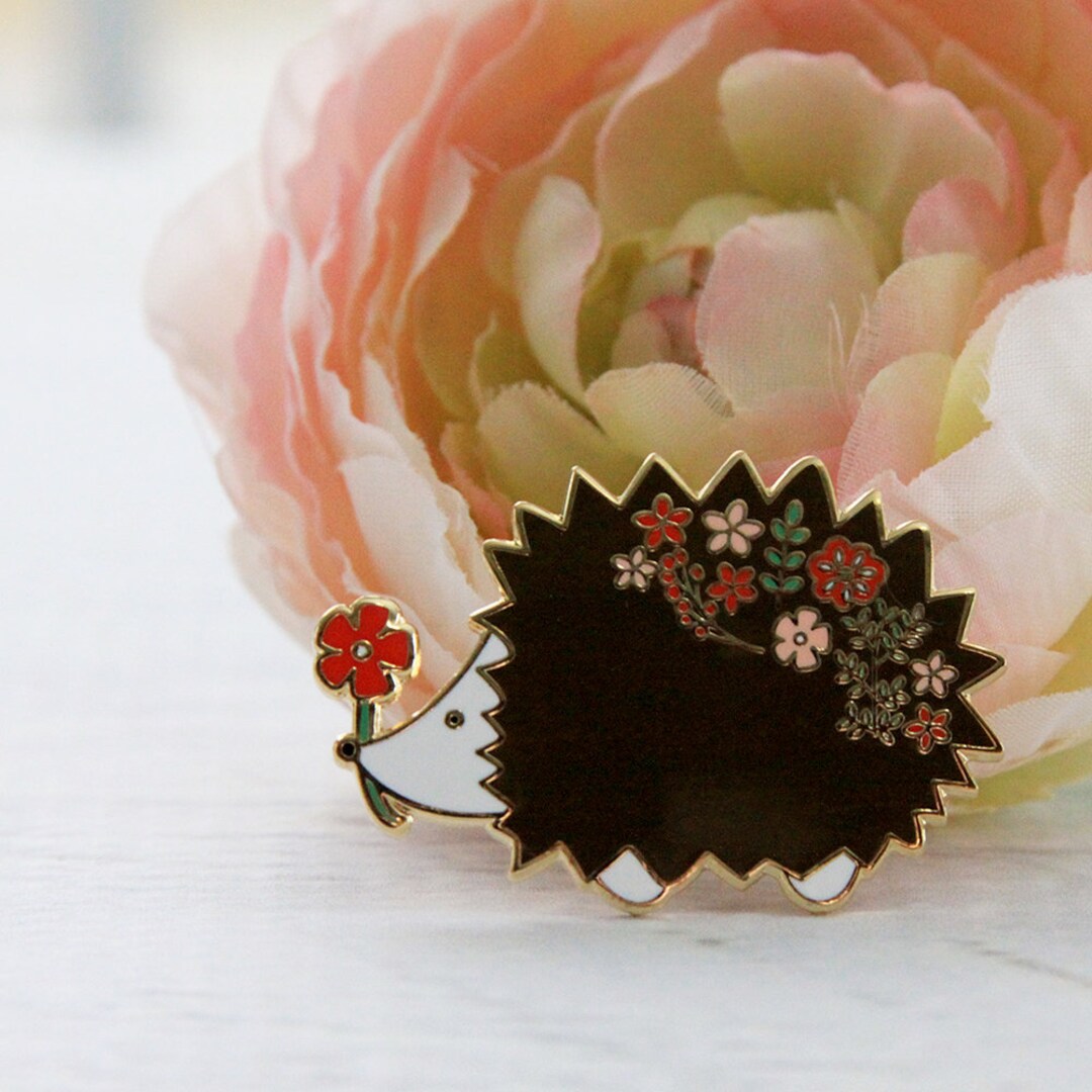 ENAMEL PIN Floral Hedgehog - Etsy