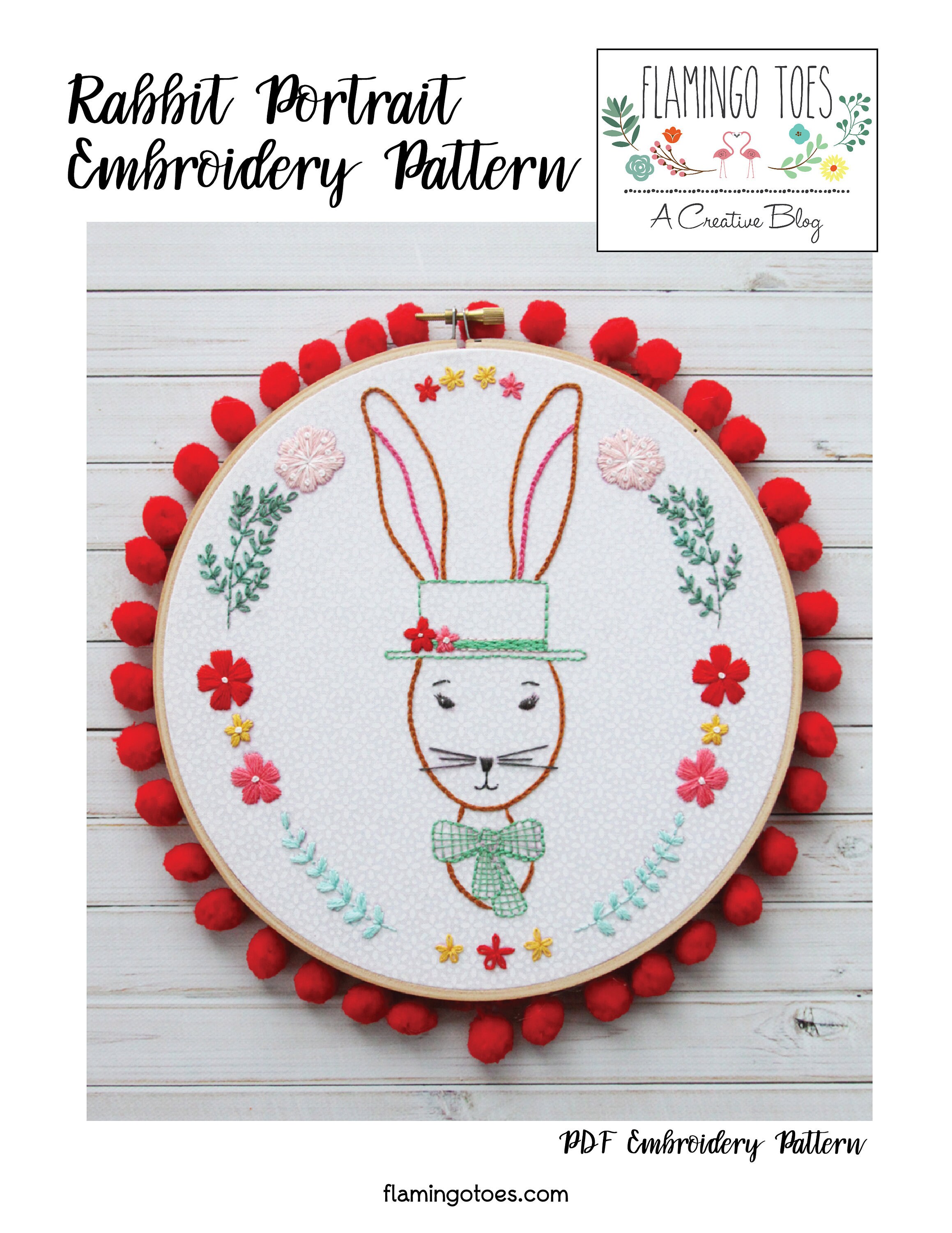 Rabbit Portrait PDF Embroidery Pattern | Etsy