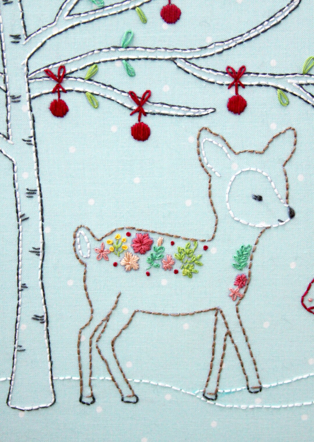 Woodland Winter Christmas Deer Embroidery Pattern - Etsy