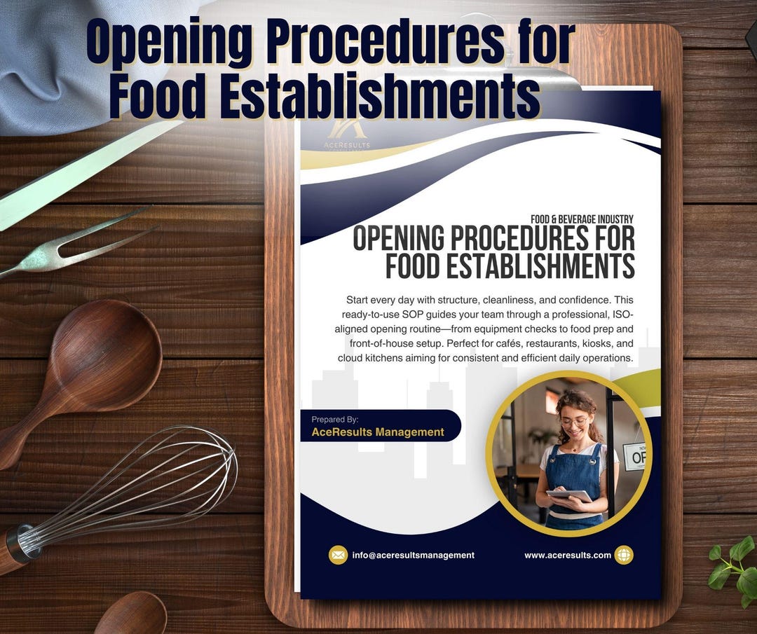 Restaurant Opening Procedure SOP Template: Editable Canva Format (A4/US ...