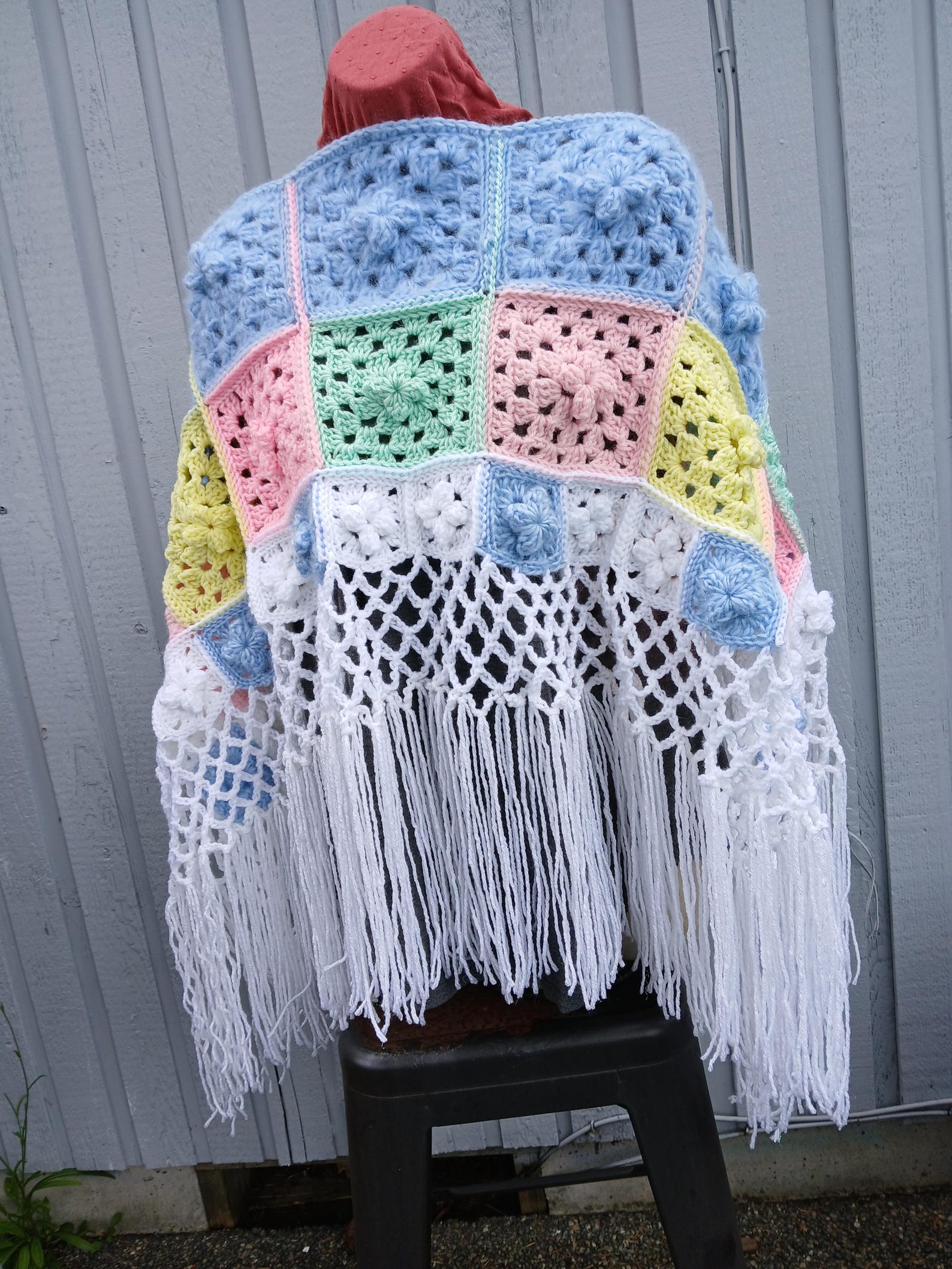 Pastels Fringe Pancho Medium Large - Etsy