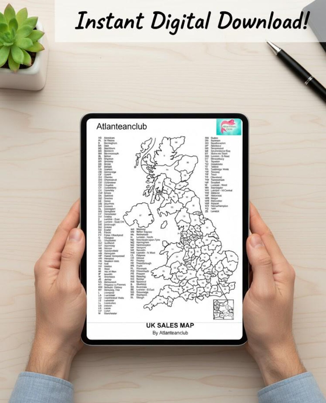Editable UK Postcode Sales Map: Business Tracker (printable) - Etsy