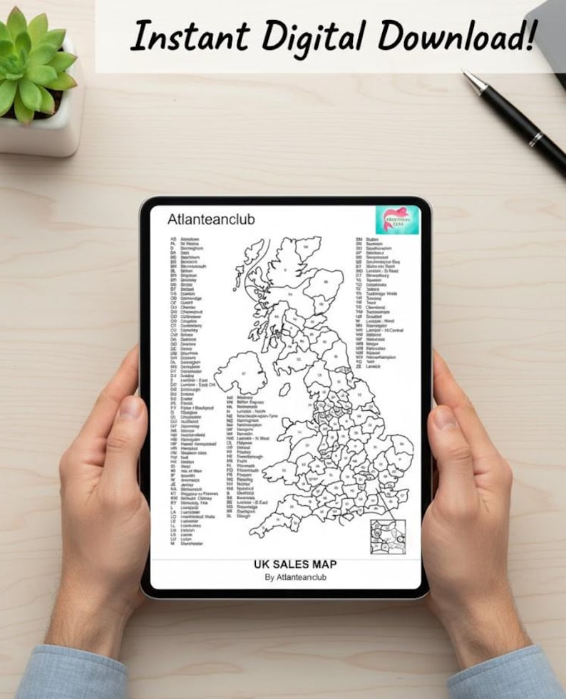 Editable UK Postcode Sales Map: Business Tracker (printable) - Etsy
