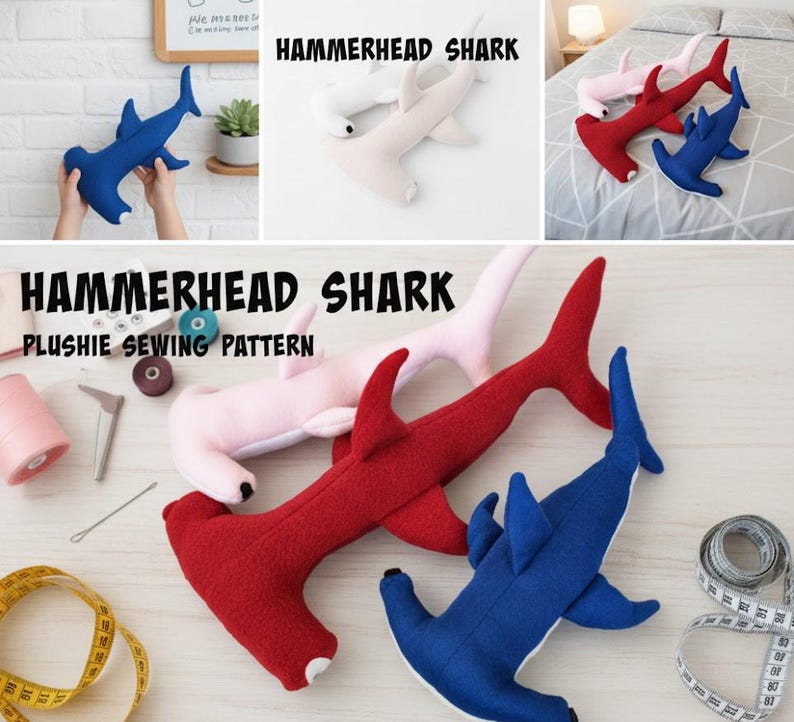 Hammerhead Shark Plush Sewing Pattern | DIY Stuffed Animal (PDF Pattern ...