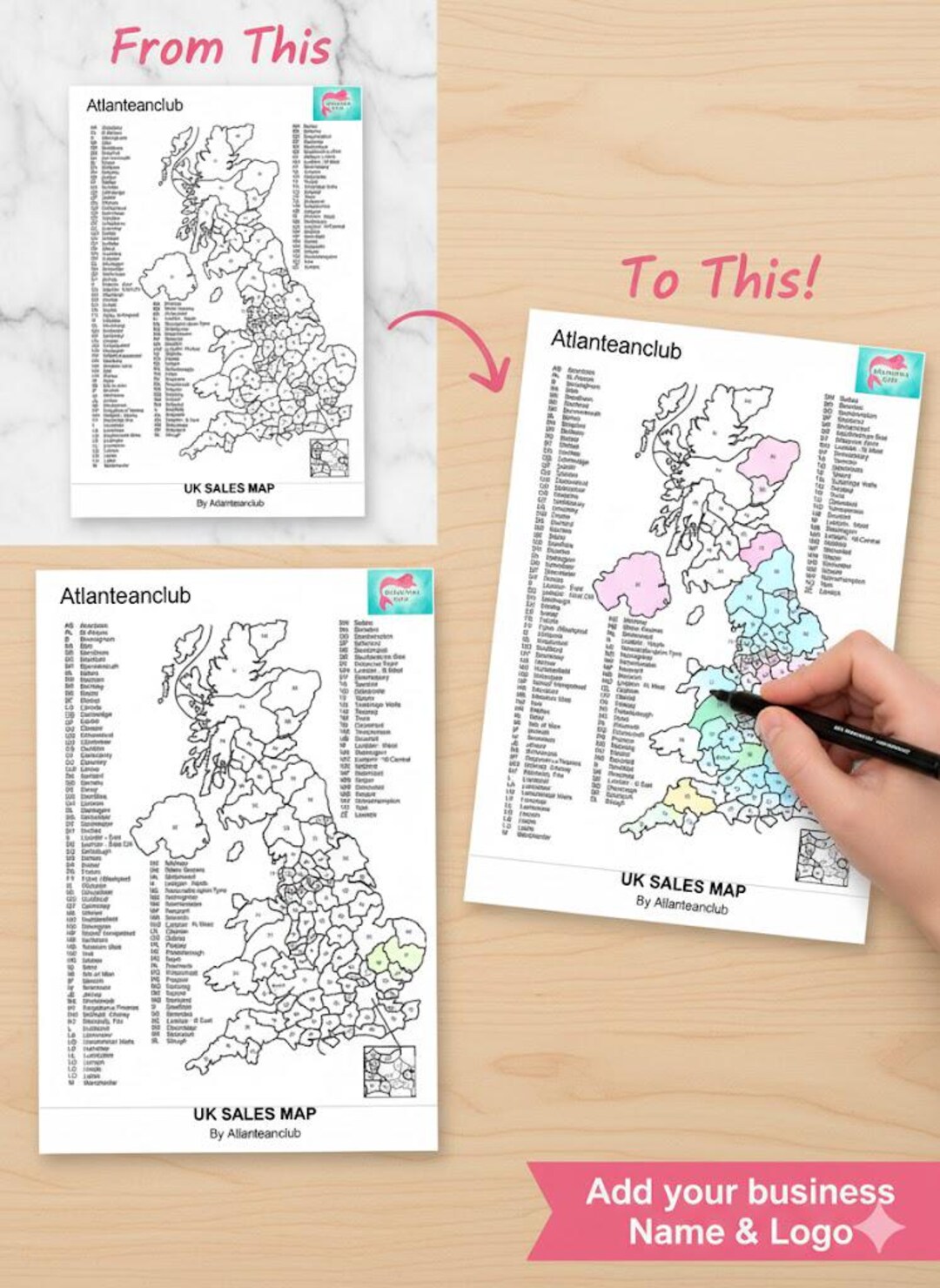Editable UK Postcode Sales Map: Business Tracker (printable) - Etsy