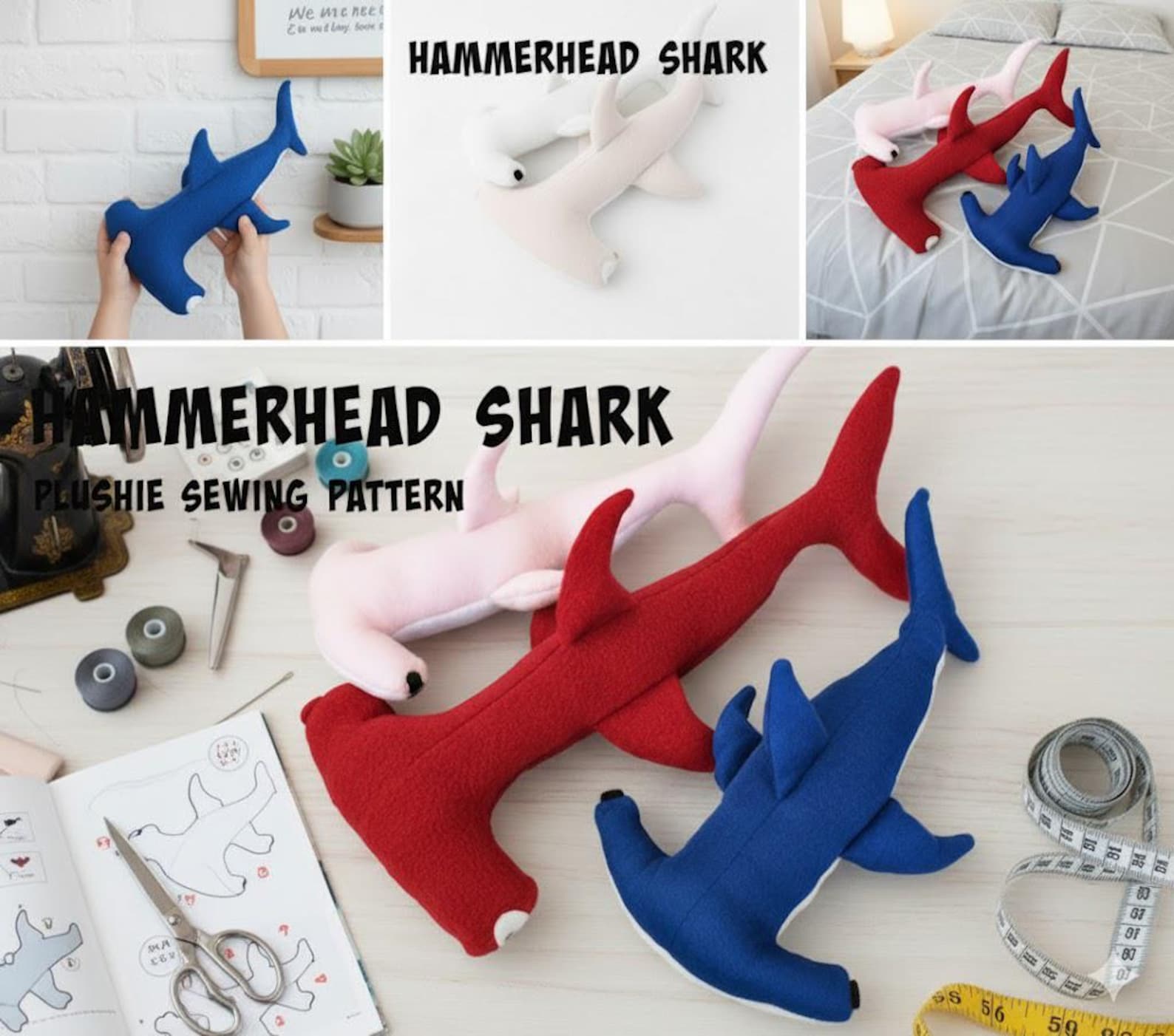 Hammerhead Shark Plush Sewing Pattern | DIY Stuffed Animal (PDF Pattern ...