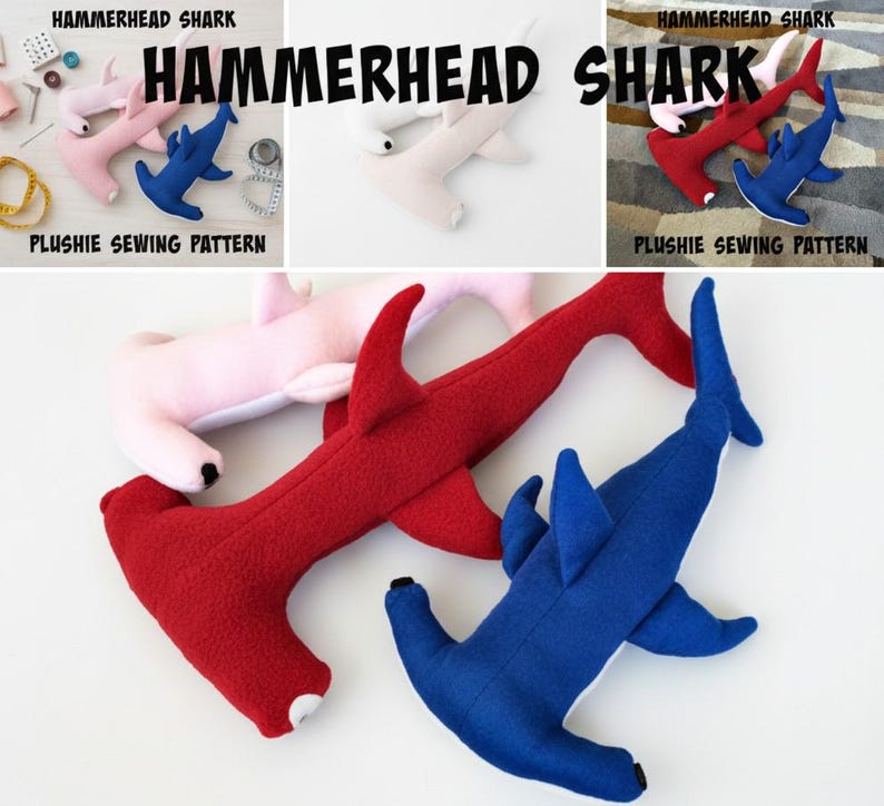 Hammerhead Shark Plush Sewing Pattern | DIY Stuffed Animal (PDF Pattern ...