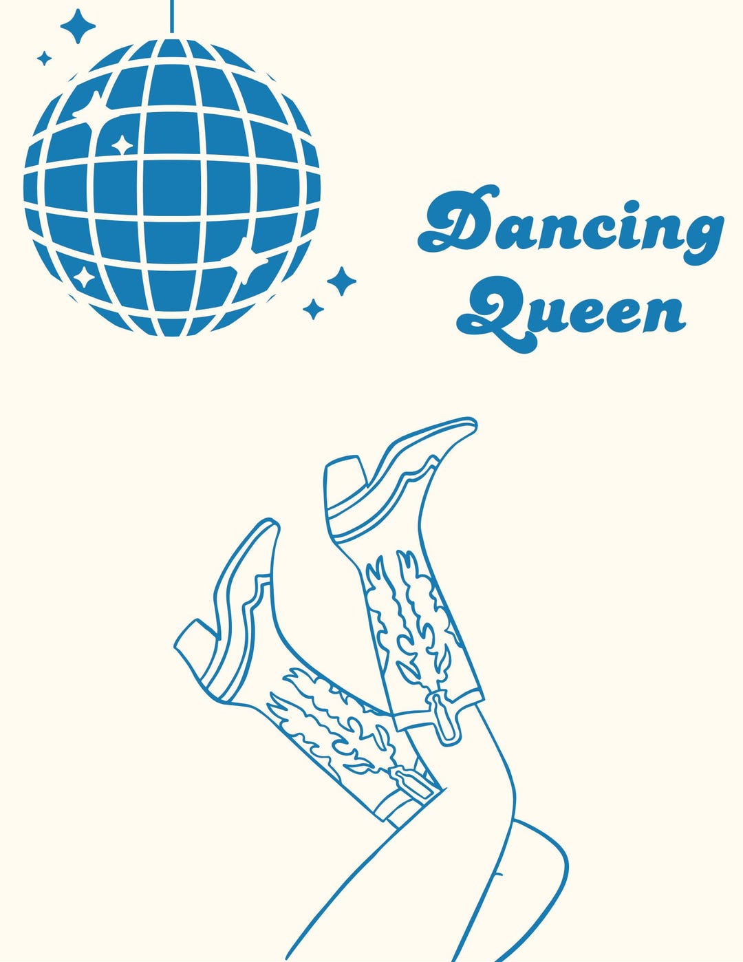 Dancing Queen Poster | Retro Disco Wall Art Print | 70s Typography ...