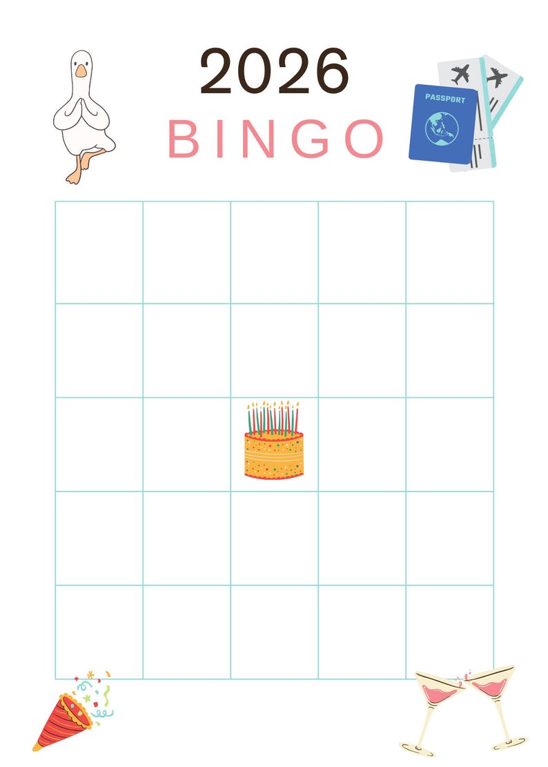 2026 Bingo Card (includes Example and Blank Printables) - Etsy UK