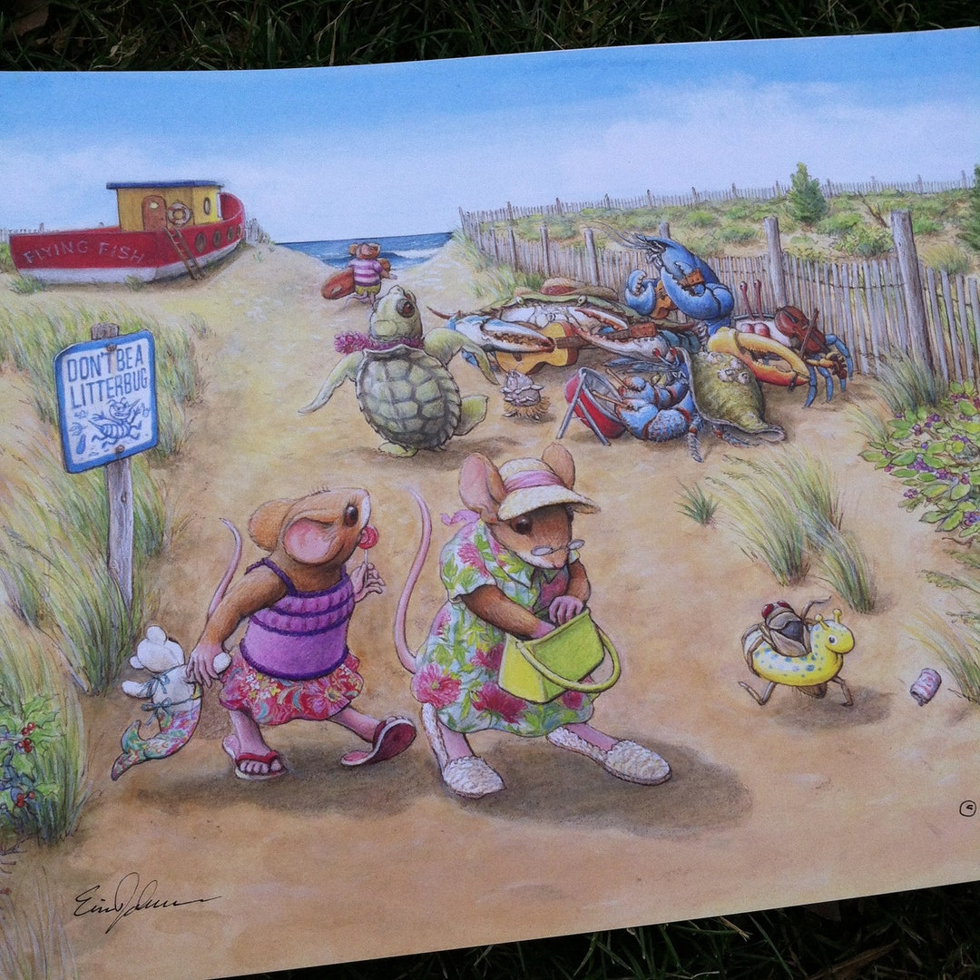 Signed Print, Beach Scene - Etsy