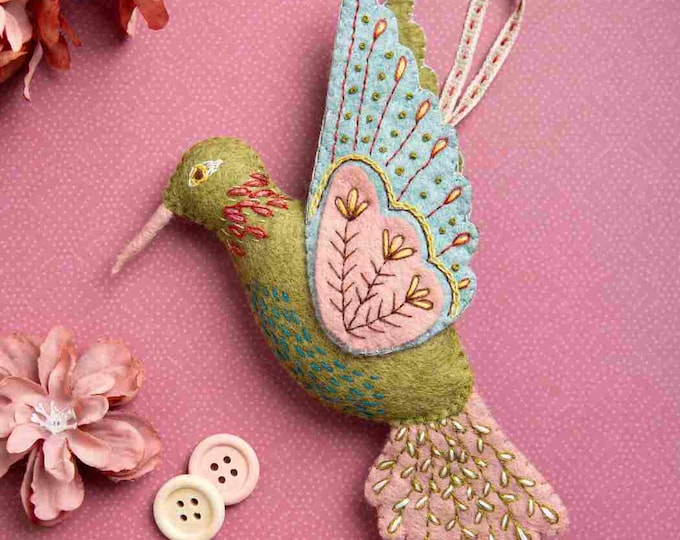 Felt Hummingbird Sewing Kit: Embroidered Ornament - Etsy