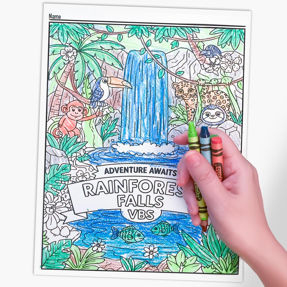 Rainforest Falls VBS Coloring Bundle With Diverse Word Games and Dot-to ...