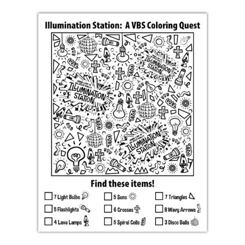 Illumination Station VBS Coloring Page Activity (digital Download) - Etsy