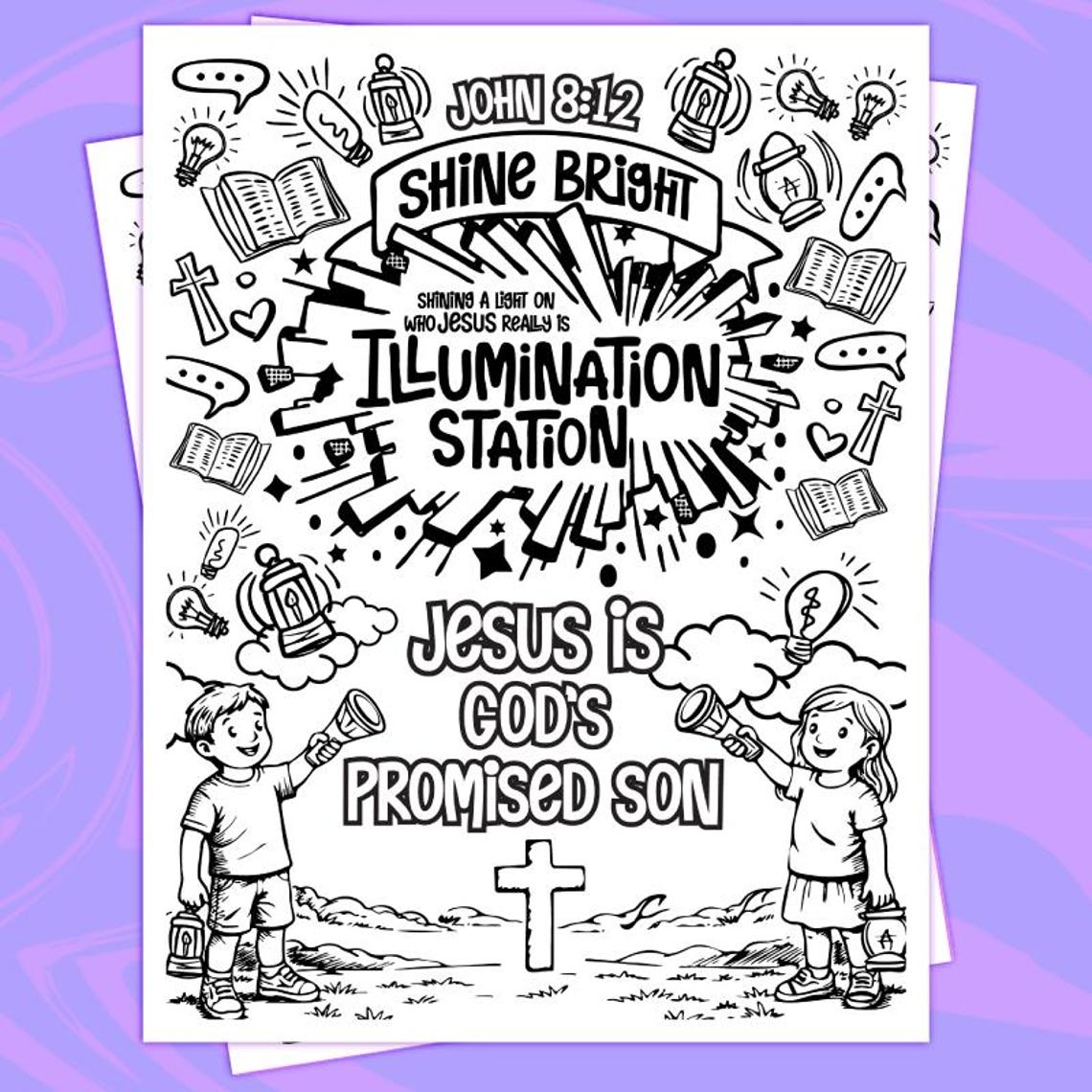 Illumination Station VBS Coloring Page Bundle, Light Bulbs, Suncatchers ...