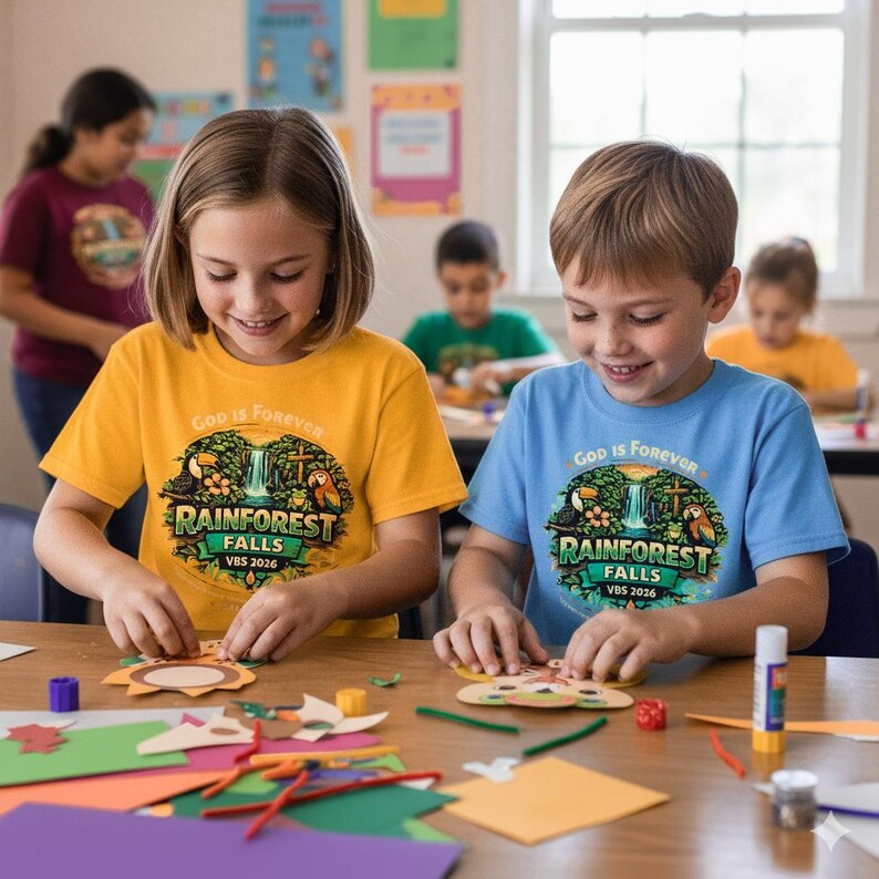 Rainforest Falls VBS 2026 | God is Forever | Jungle | Christian T-shirt ...