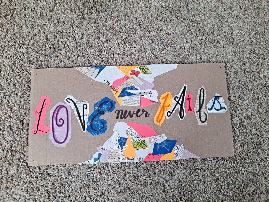 Cardboard 'love Never Fails' Wall Sign - Etsy