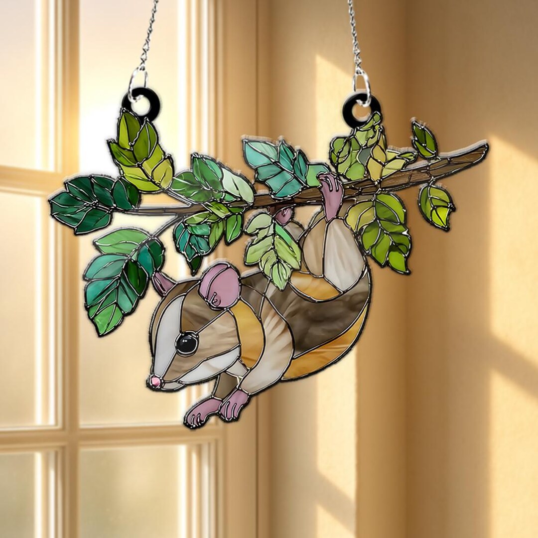 Upside Down Possum Suncatcher, Funny Opossum Acrylic Window Hanging ...