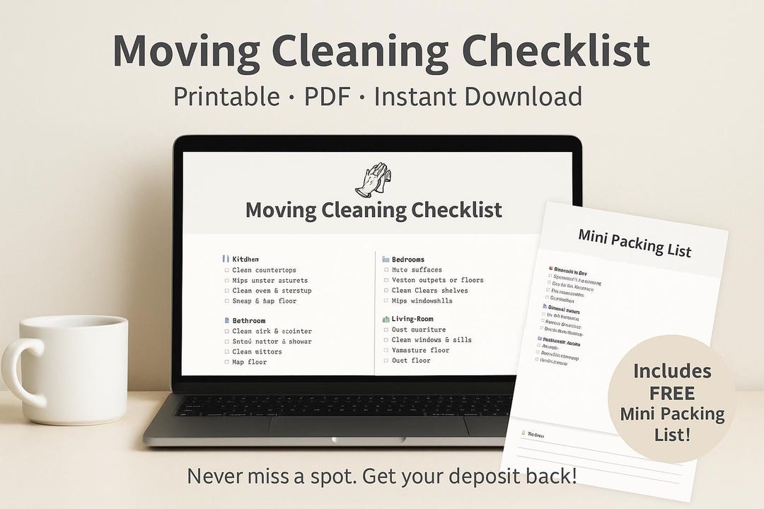 Moving Cleaning Checklist Bundle | Printable PDF | Move-out Cleaning ...
