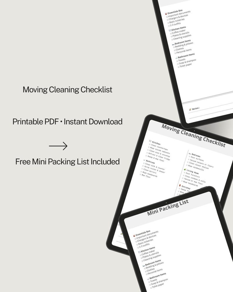 Moving Cleaning Checklist Bundle | Printable PDF | Move-out Cleaning ...