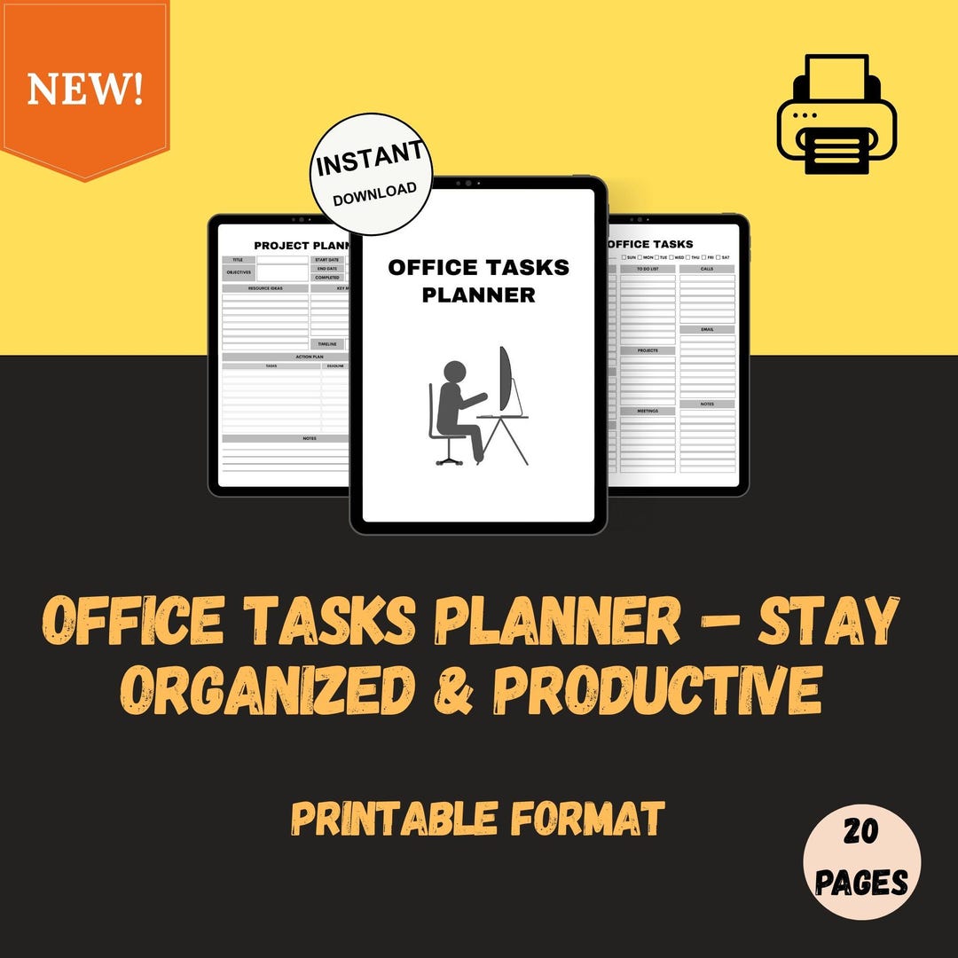 Printable Office Tasks Planner: Daily, Weekly, Monthly Organizer (A4/A5 ...