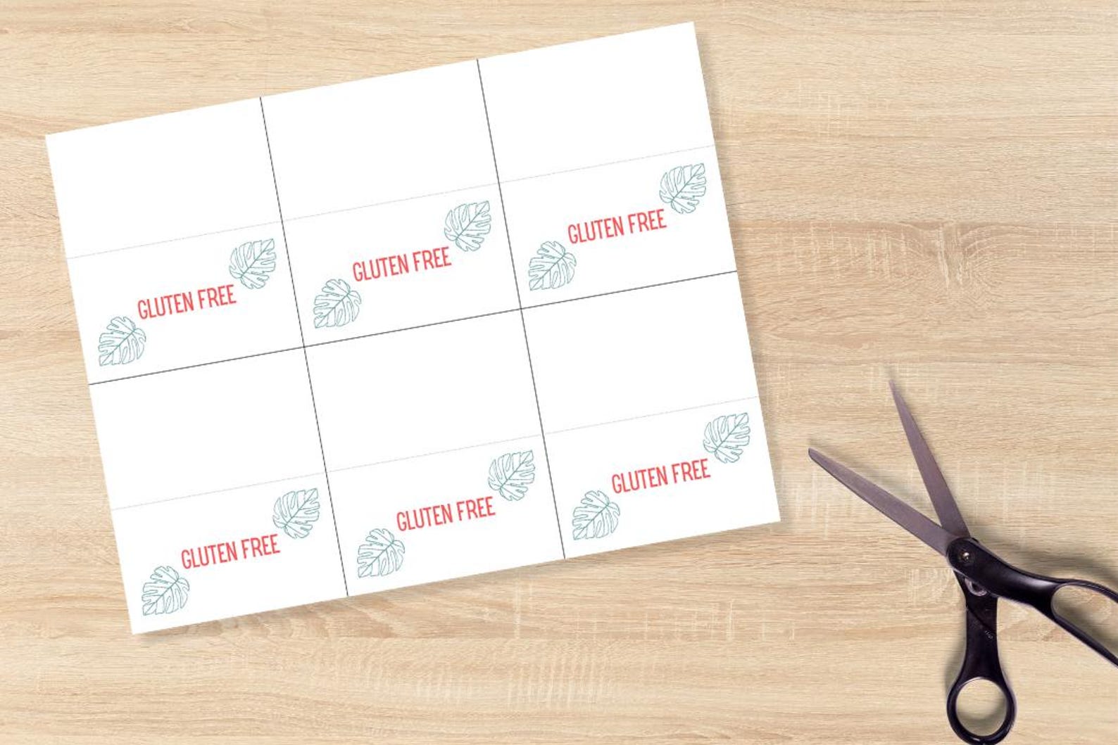 Printable Gluten Free Food Label for Tropical Summer Party, Place Card ...
