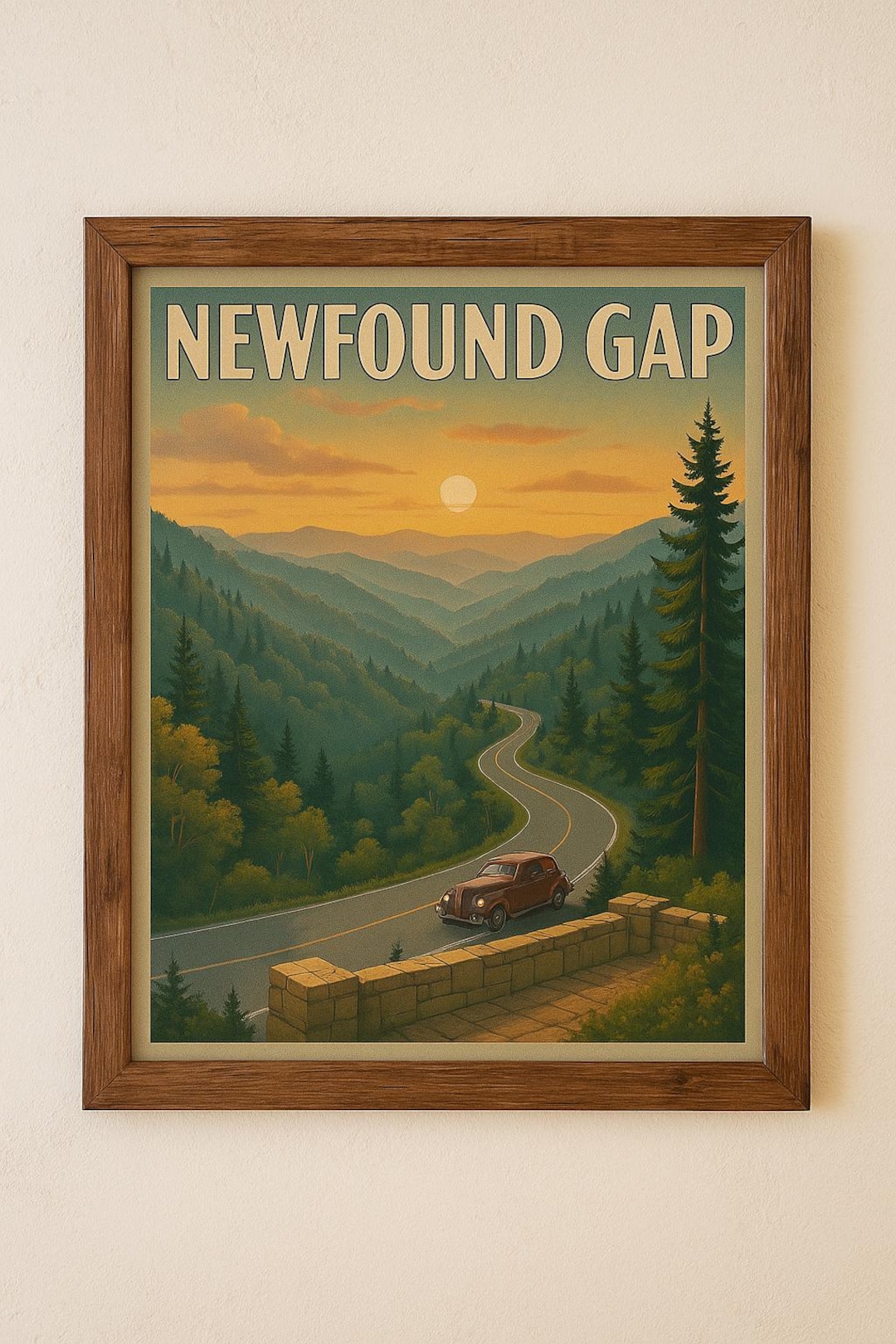Newfound Gap Smoky Mountains Wall Art Printable – Vintage National Park ...