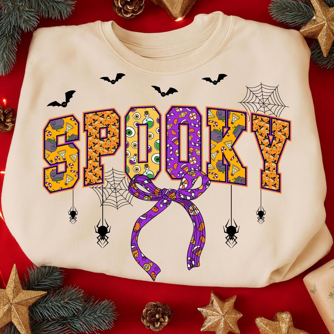 Retro Spooky Coquette Halloween PNG: Girly Fall Design (digital ...