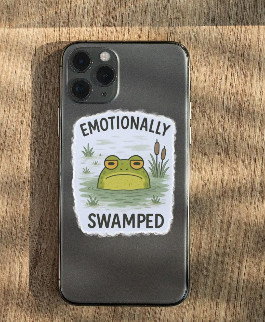 Emotionally Swamped Frog Sticker, Funny Sad Frog for Water Bottles ...