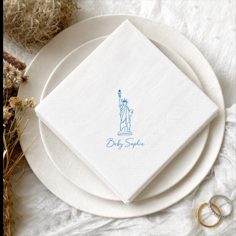 Custom Statue of Liberty Baby Sprinkle Napkins, Personalized Baby ...